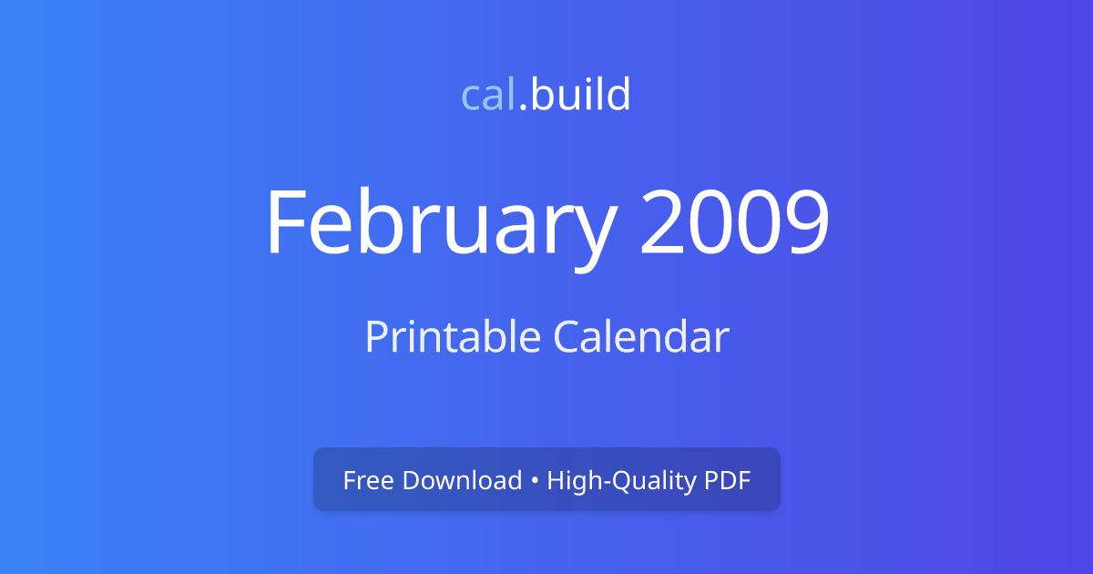 February 2009 Calendar Printable | Free Download